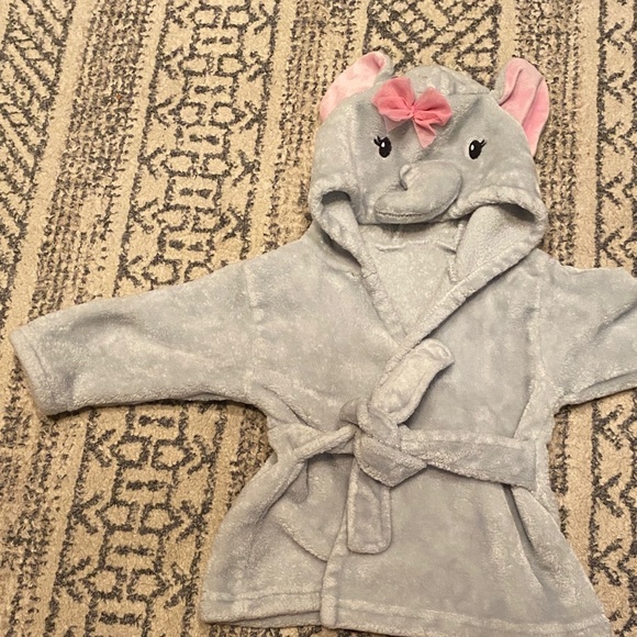 Pajamas | Elephant Hooded Baby Robe With Pink Bow | Poshmark